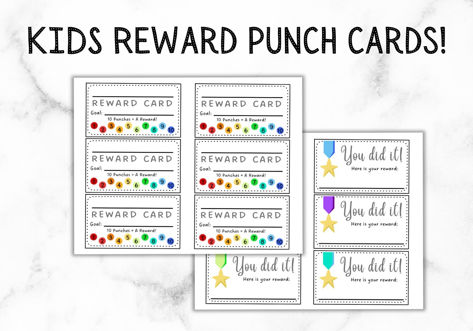 Kids Printable Reward Cards Reward Punch Card for Kids - Etsy
