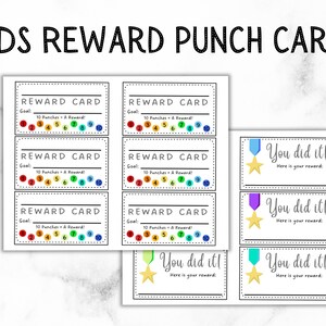 Kids Printable Reward Cards | Reward Punch Card for Kids | Reward ...