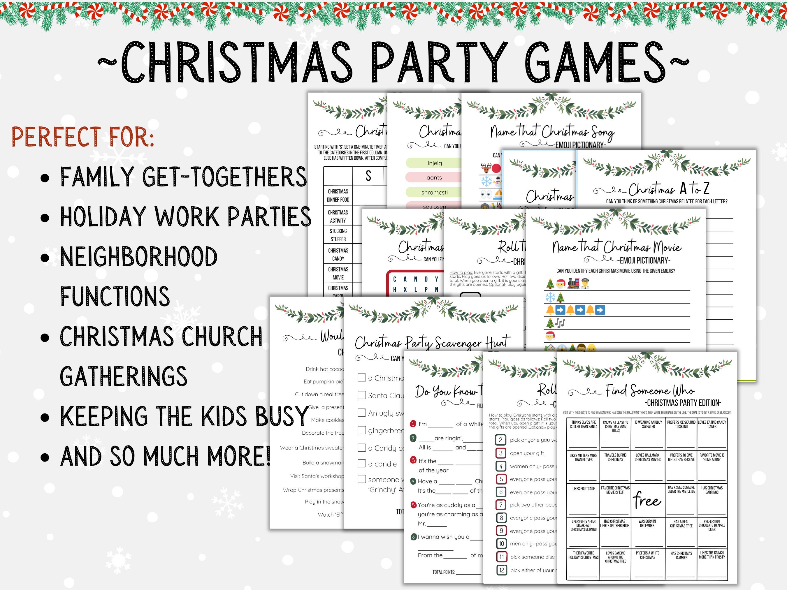 Christmas Party Games Bundle | Printable Holiday Games | Fun Adult ...