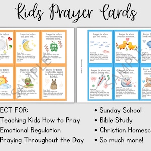Printable Prayer Cards for Kids | 30 Emotions-based Christian Prayers ...