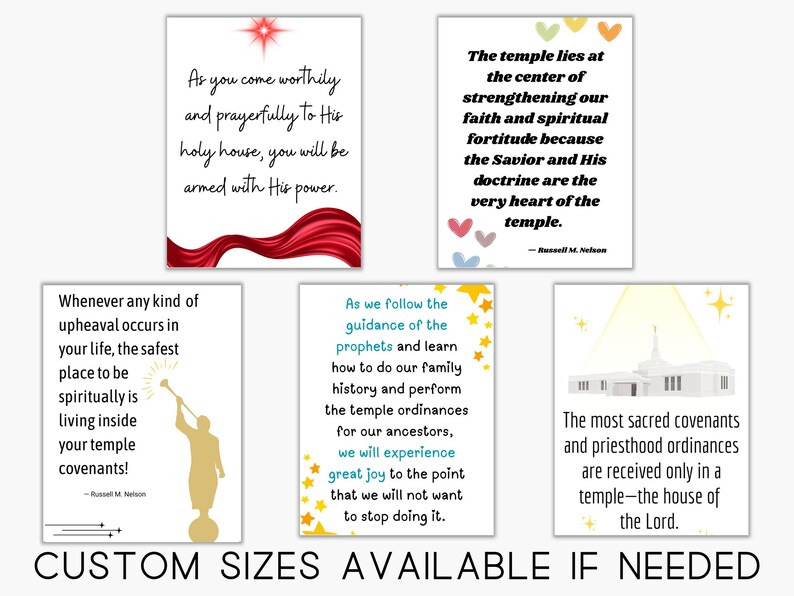 Printable LDS Temple Quote Cards | Set of 15 Inspirational Quotes About ...