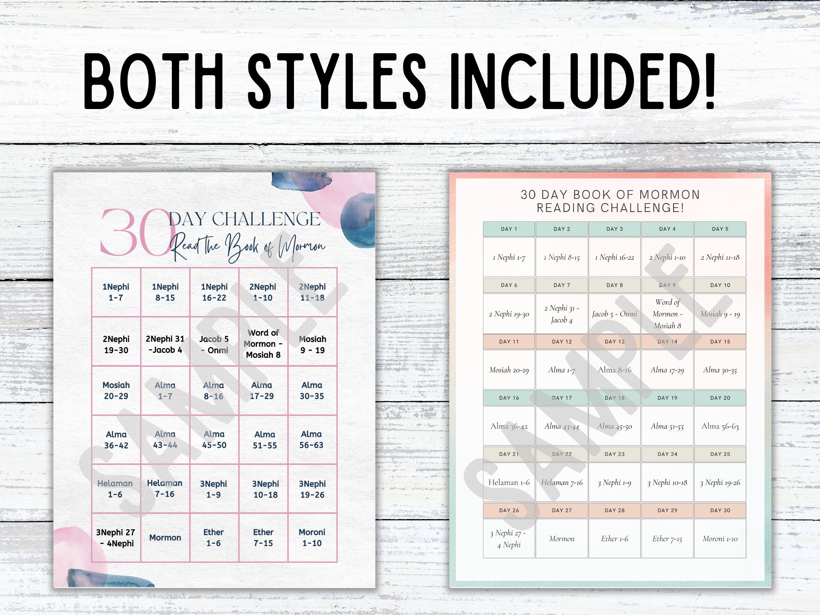 30 Day Book of Mormon Reading Chart | Printable Reading Chart | LDS ...