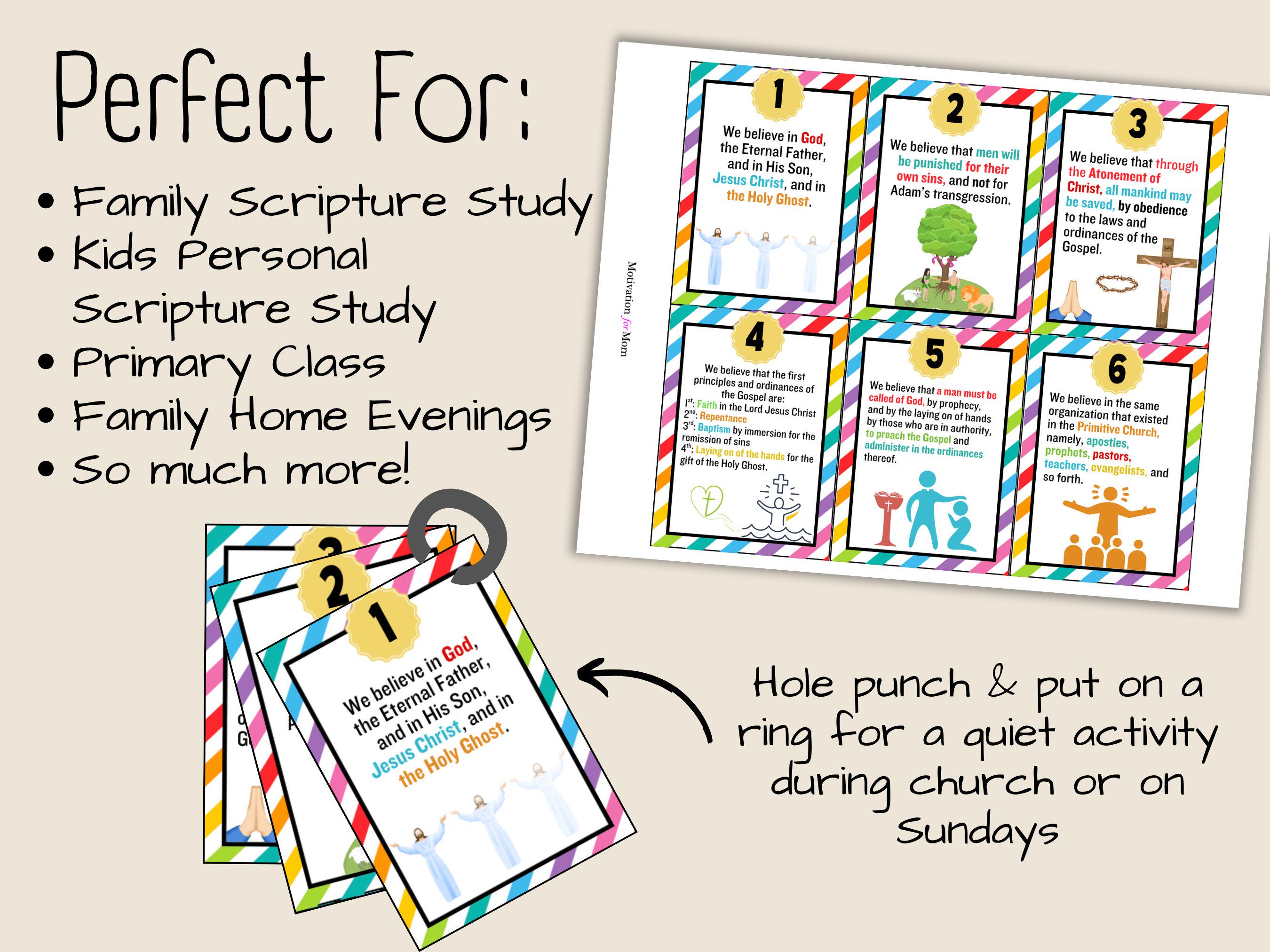 13 Articles of Faith Flashcards for Kids | Printable LDS Scripture ...