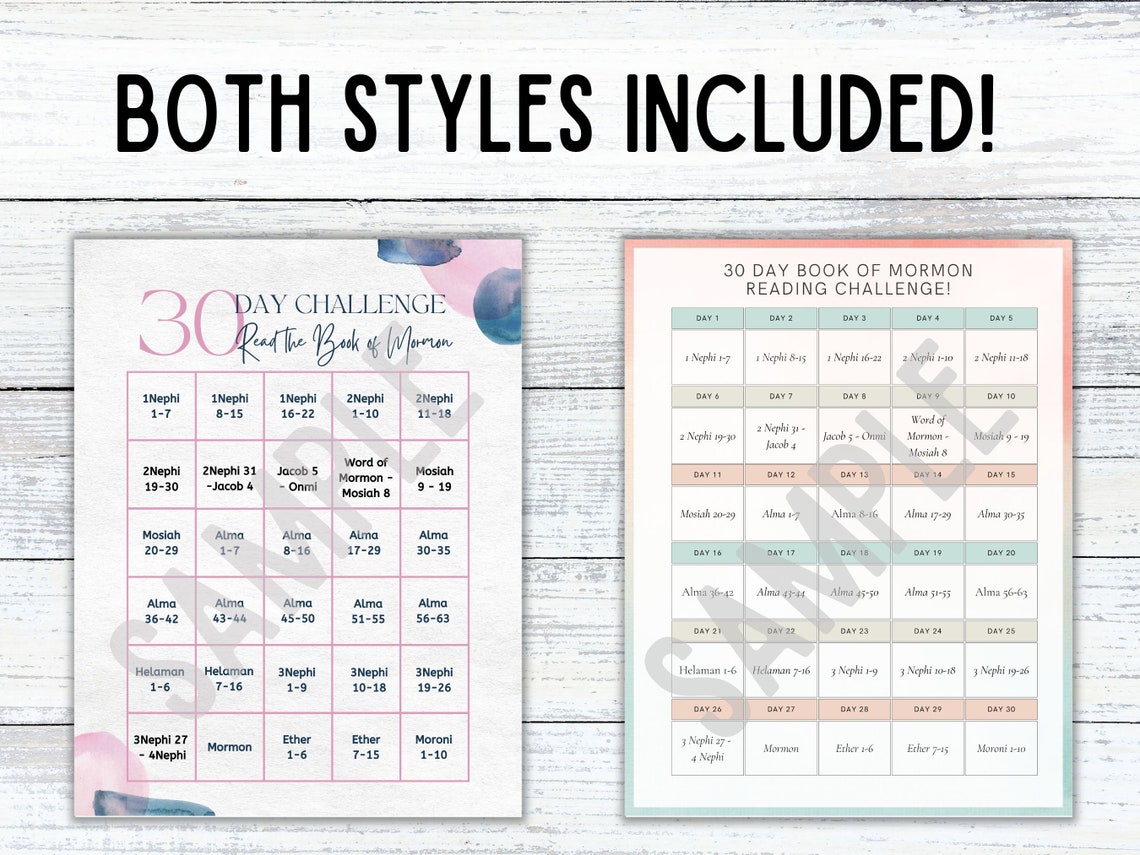 30 Day Book of Mormon Reading Chart Printable Reading Chart LDS Reading ...