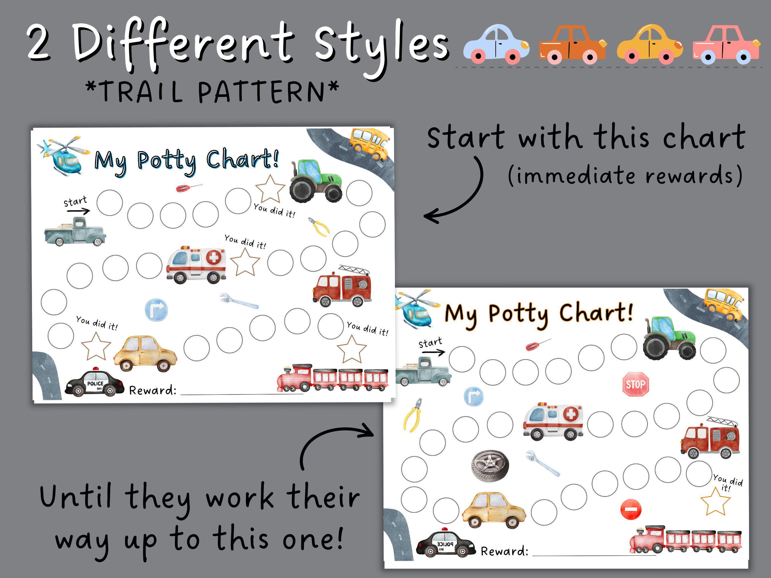 Printable Potty Training Chart Car Themed | Toddler Potty Chart for ...