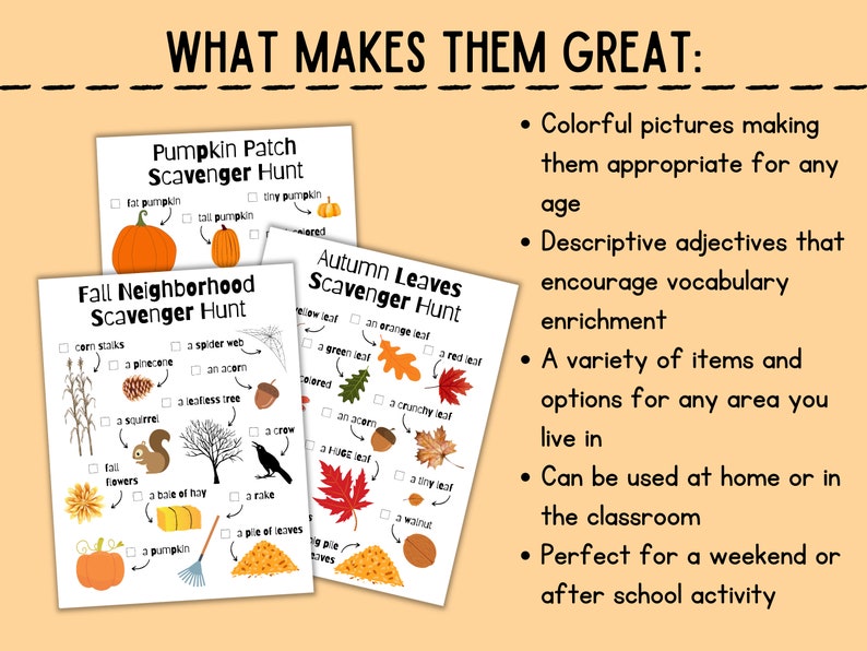 Fall Scavenger Hunt for Kids | Printable Pumpkin Patch Activity ...