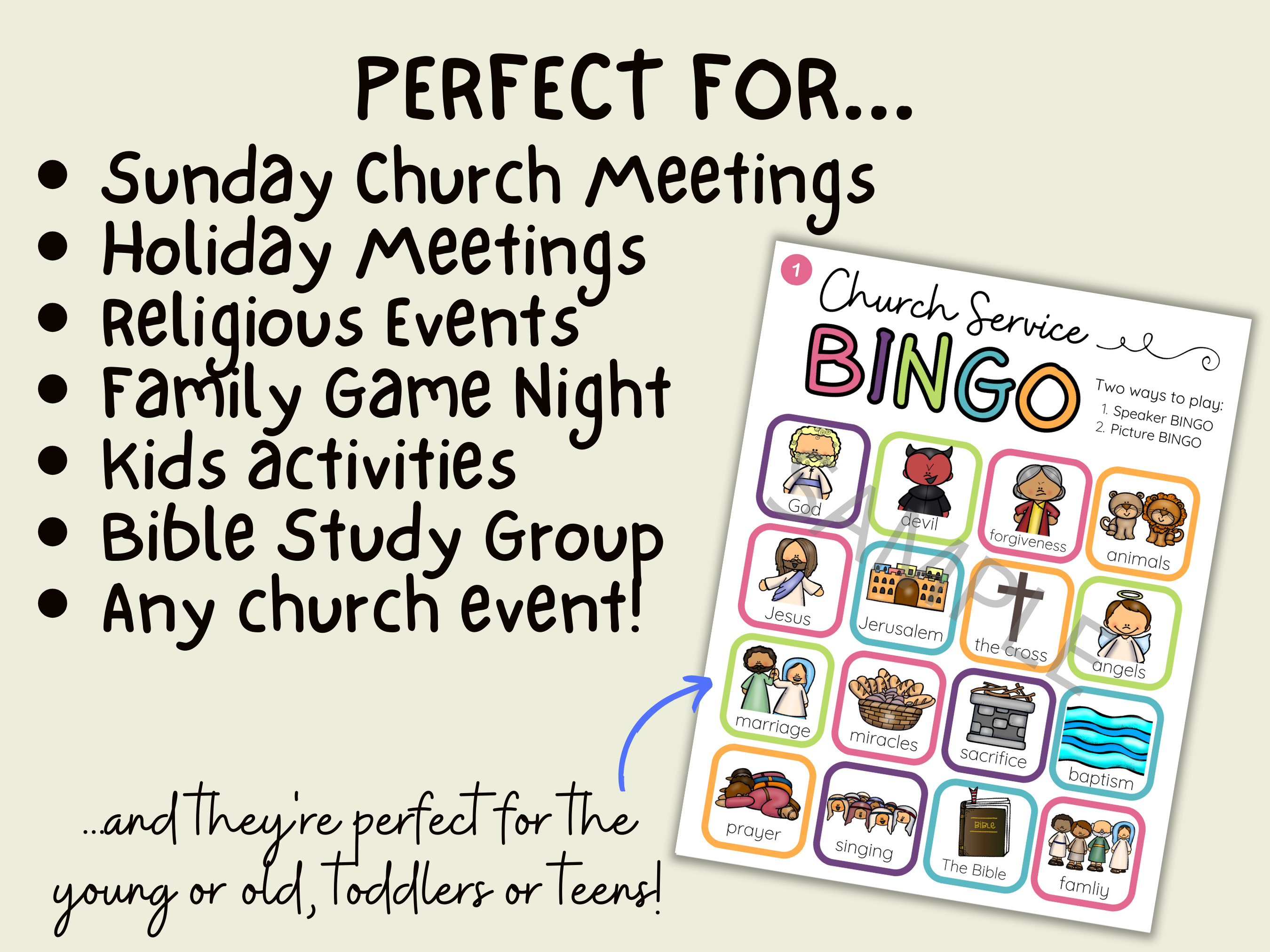 Bible Bingo | Printable Church Bingo | Bible Games for Kids | Printable ...