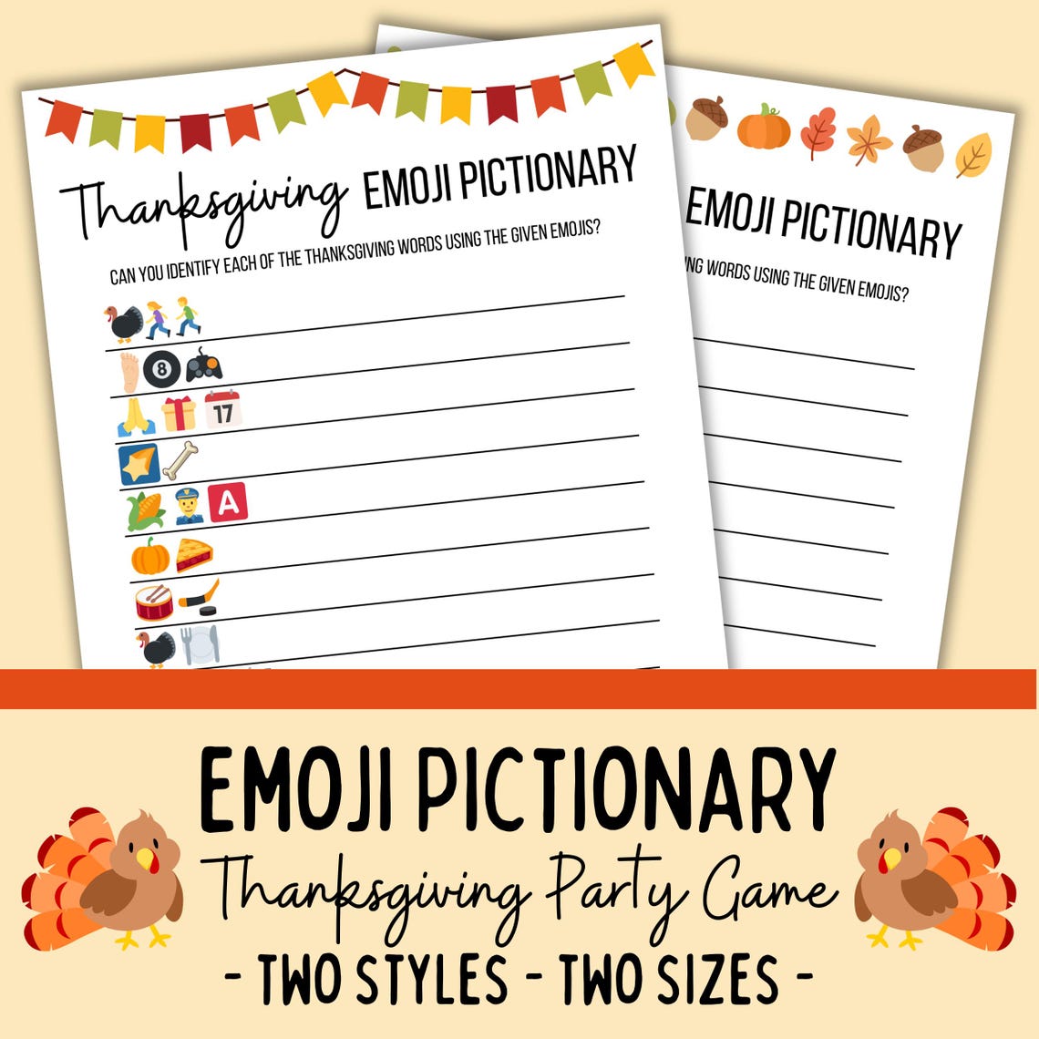 Emoji Pictionary Thanksgiving Party Game | Holiday Emoji Quiz ...