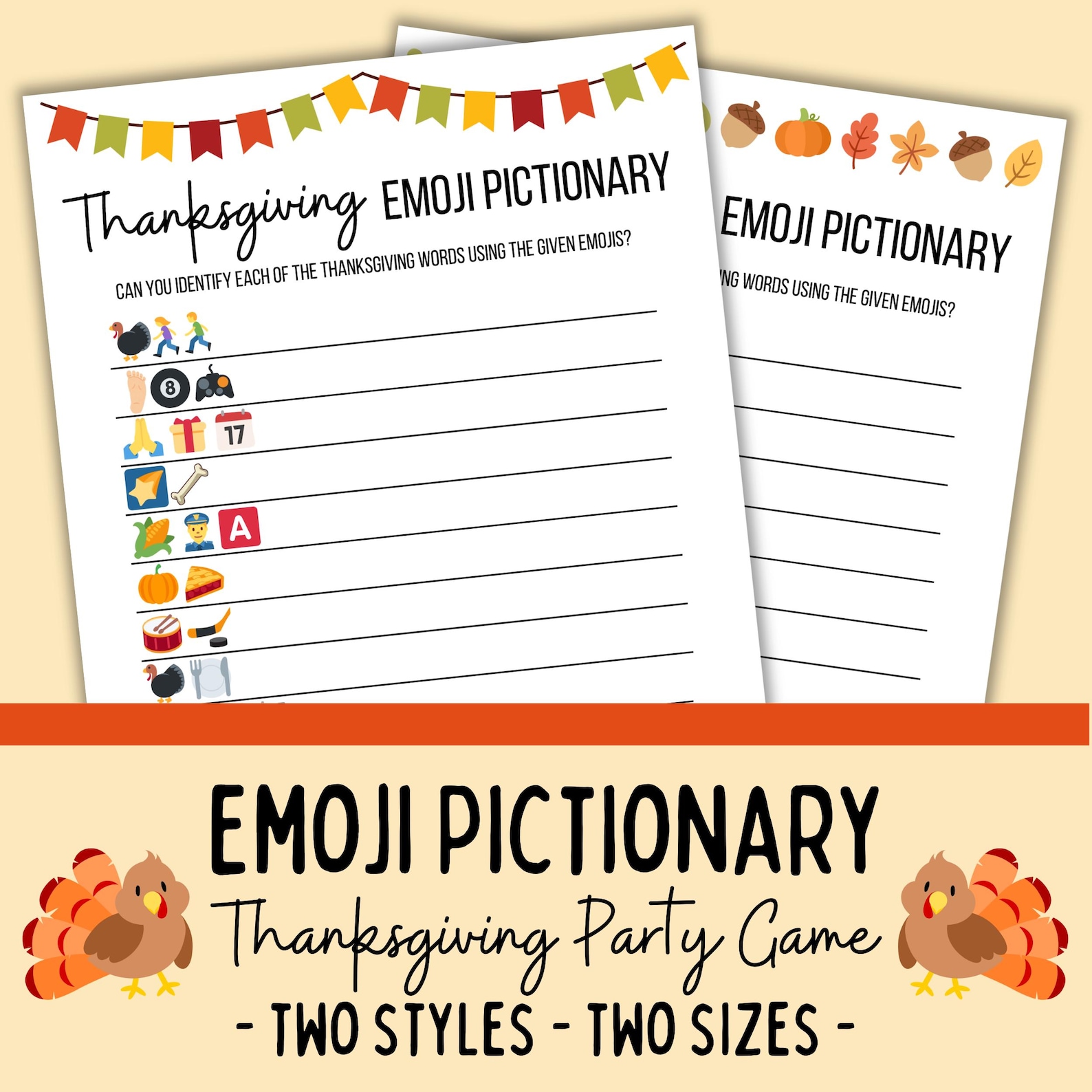 Emoji Pictionary Thanksgiving Party Game | Holiday Emoji Quiz ...