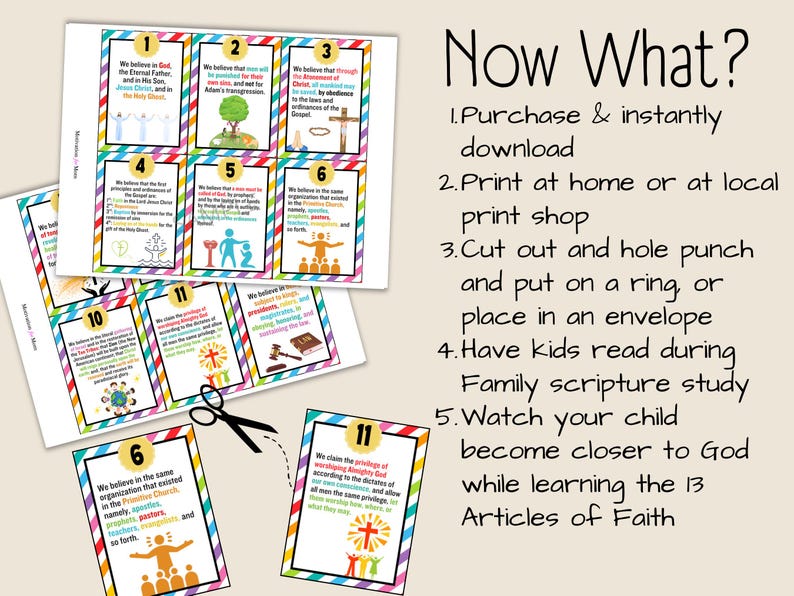 13 Articles of Faith Flashcards for Kids | Printable LDS Scripture ...