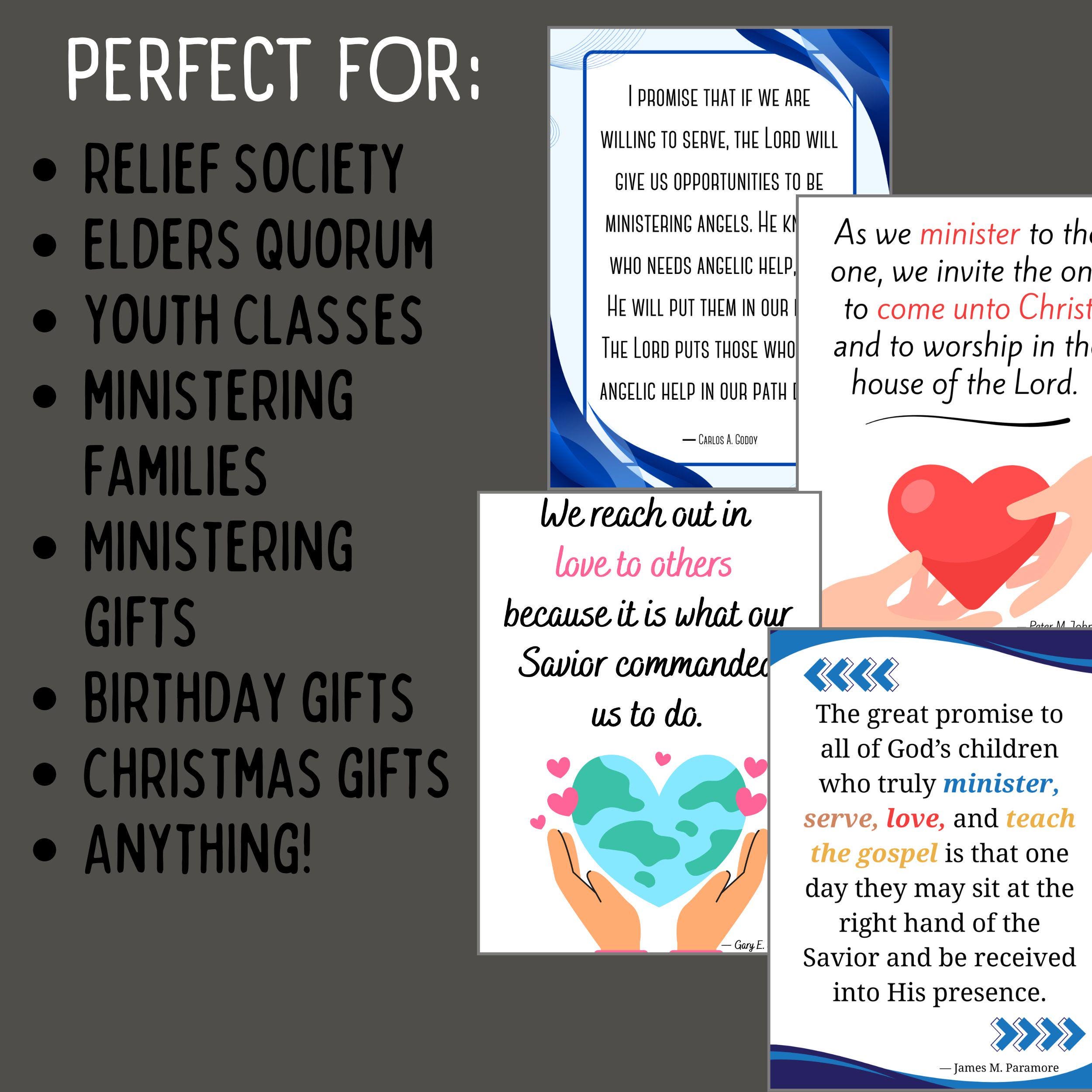 Printable LDS Ministering Quotes | Shareable Quote Cards | 15 Inspiring ...