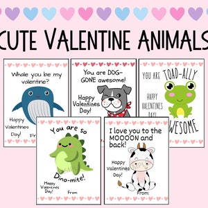 Cute Animal Valentines Day Cards | Printable Animal Valentines for Kids ...