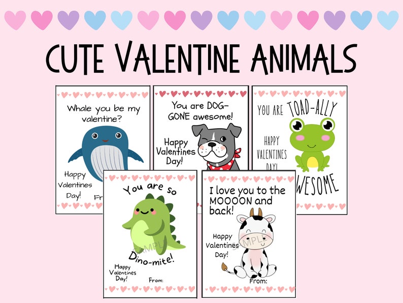Cute Animal Valentines Day Cards | Printable Animal Valentines for Kids ...
