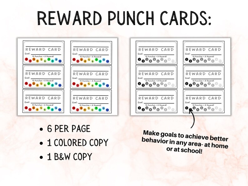 Kids Printable Reward Cards | Reward Punch Card for Kids | Reward ...