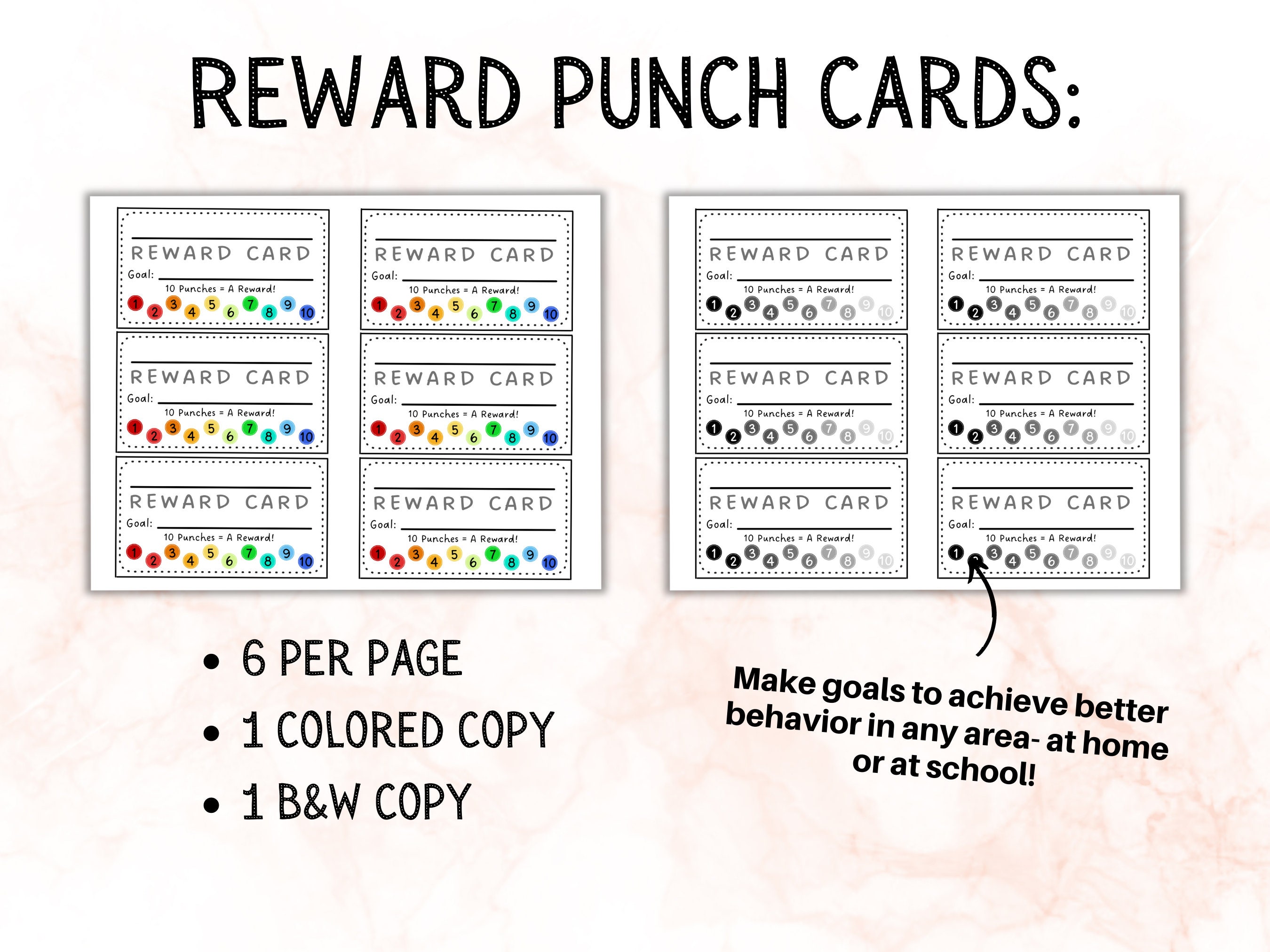 Kids Printable Reward Cards Reward Punch Card for Kids Reward Coupons ...