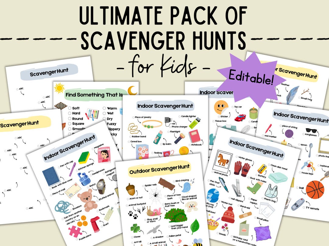 Printable Kids Scavenger Hunts | Indoor & Outdoor At-home Scavenger ...