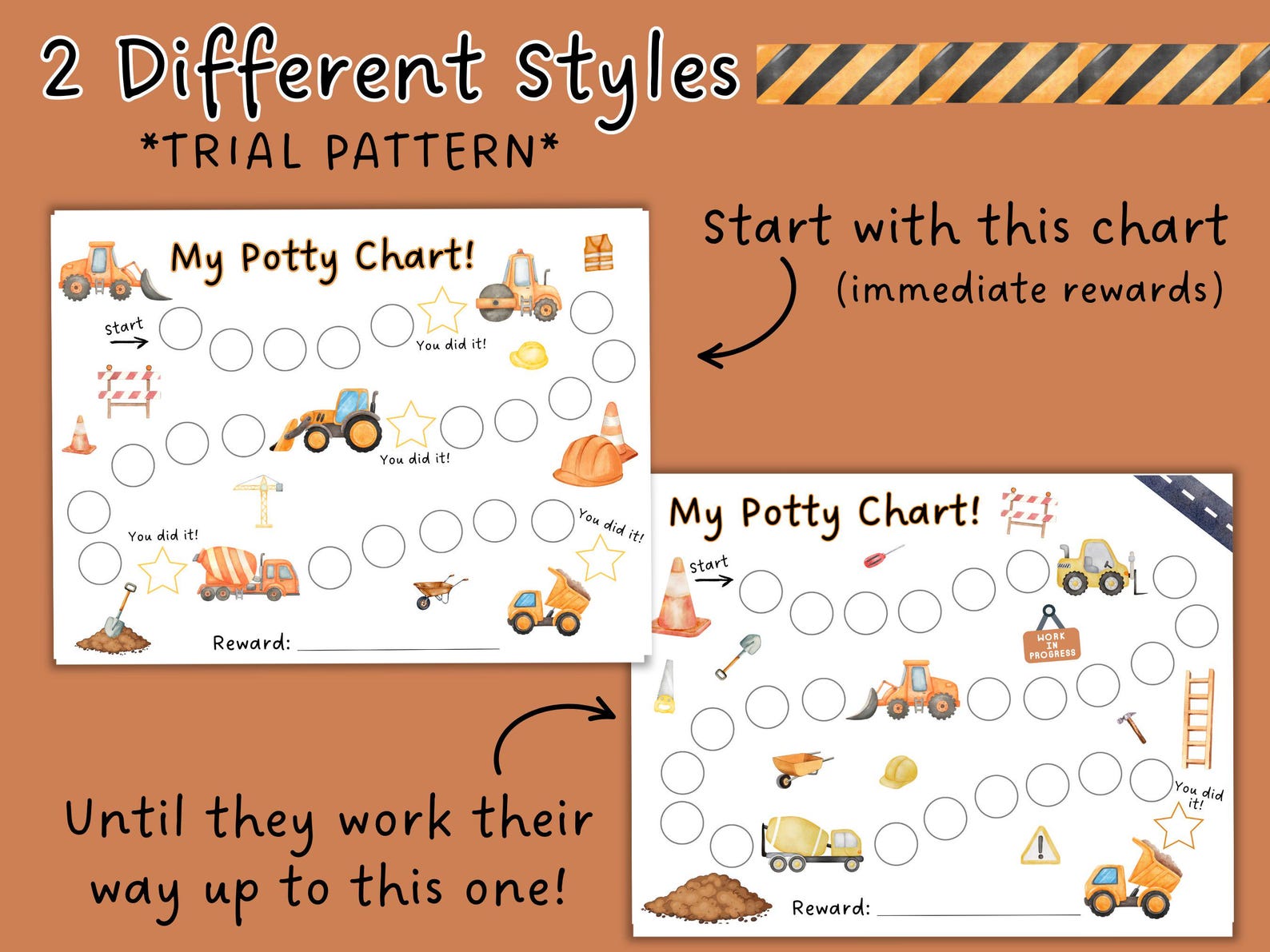 Printable Potty Training Chart Construction Themed | Toddler Potty ...