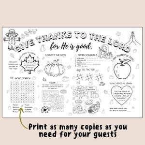 Printable Christian Thanksgiving Coloring Placemat for Kids | Bible ...