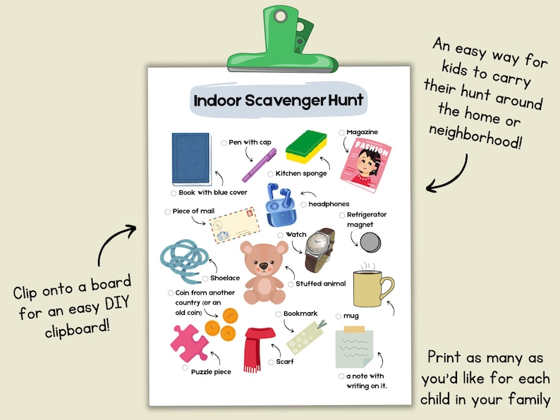 Printable Kids Scavenger Hunts | Indoor & Outdoor At-home Scavenger ...