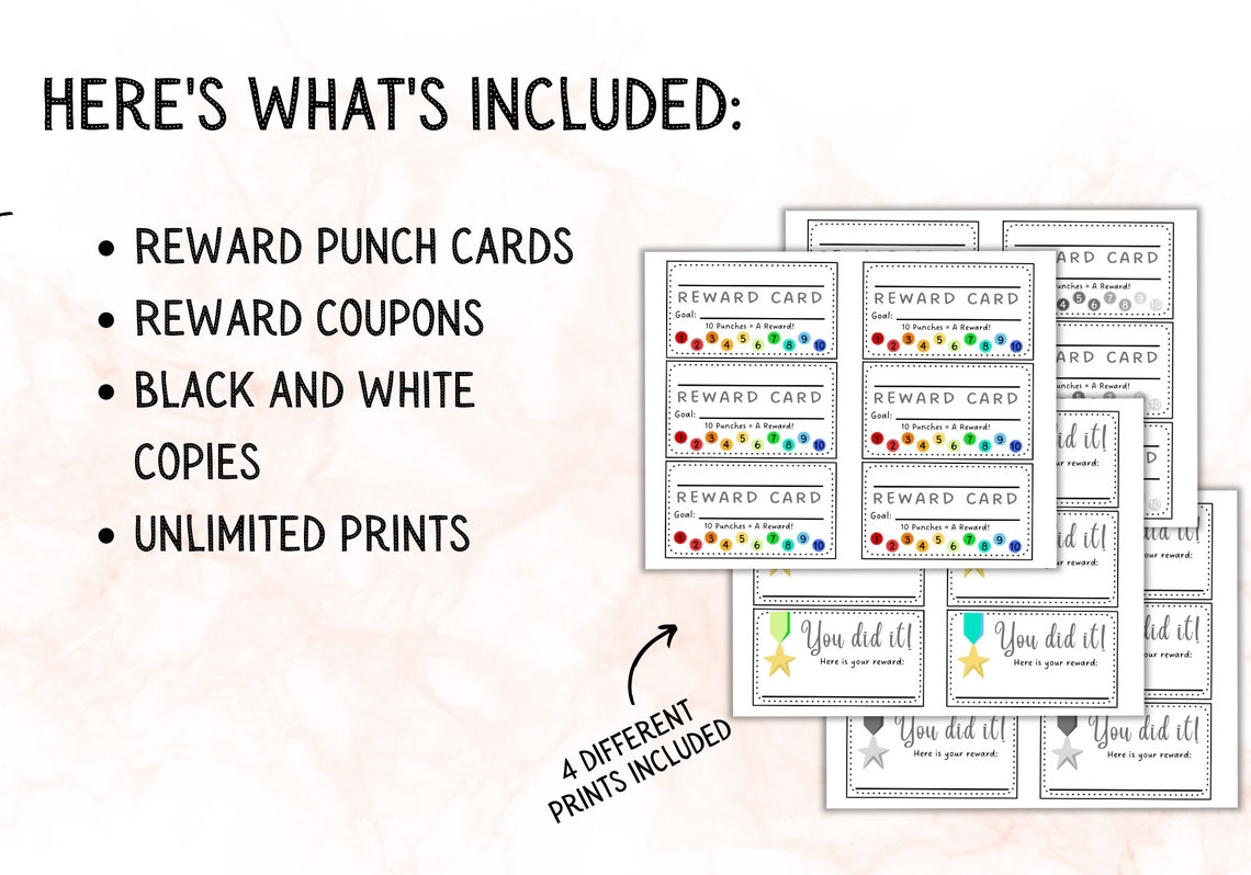 Kids Printable Reward Cards Reward Punch Card for Kids - Etsy