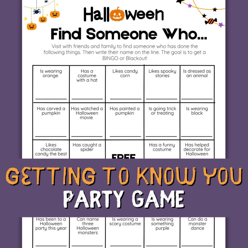 Printable Halloween “find Someone Who” Bingo Game | Kids Halloween ...
