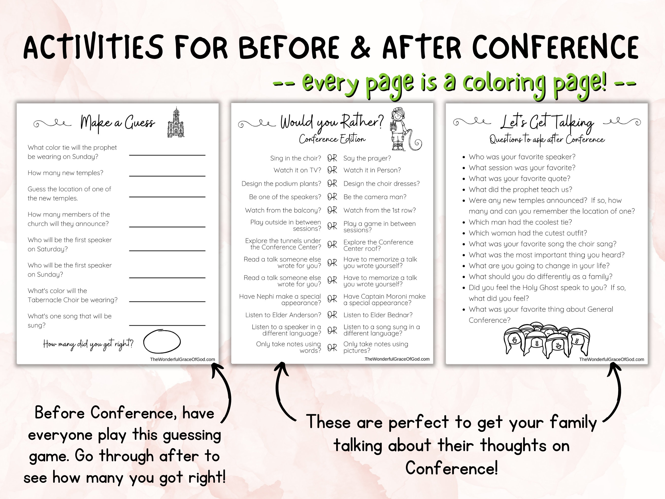 General Conference April 2026 Activities for Kids | Coloring Page Pack ...