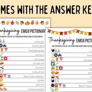Emoji Pictionary Thanksgiving Party Game | Holiday Emoji Quiz ...