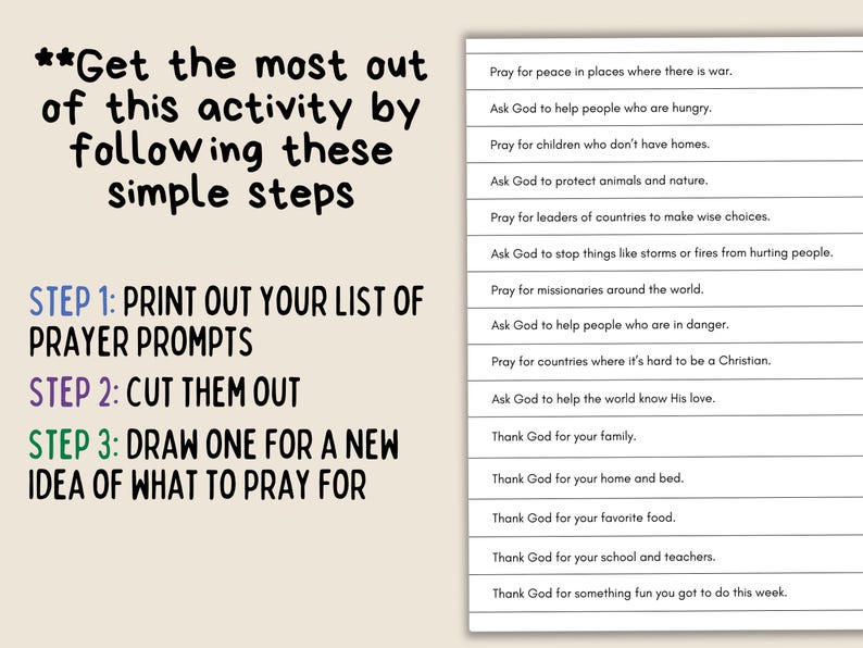 70 Prayer Prompts for Kids | Printable | Cut & Create DIY Prayer Jar ...