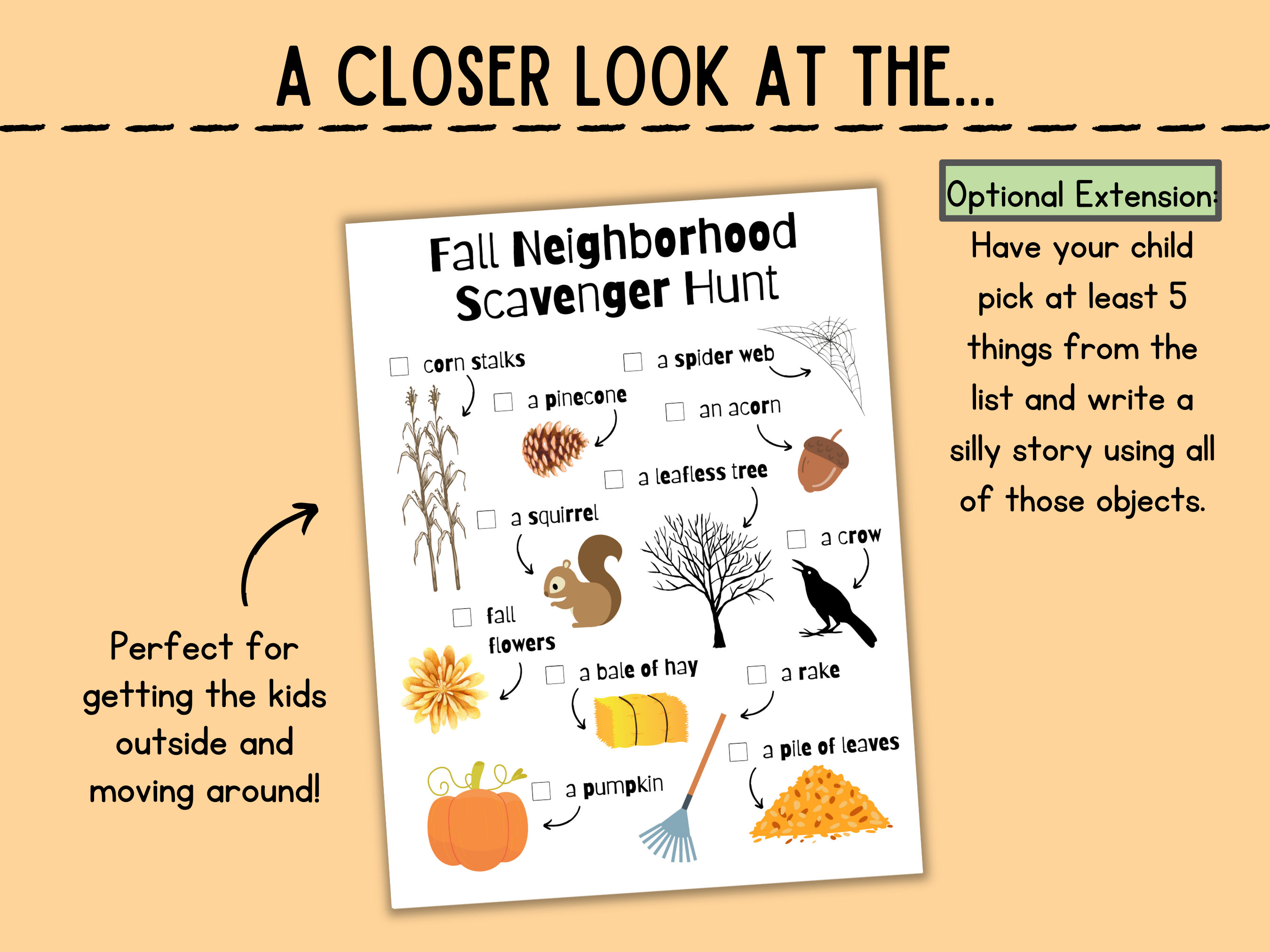 Fall Scavenger Hunt for Kids Printable Pumpkin Patch Activity Nature ...