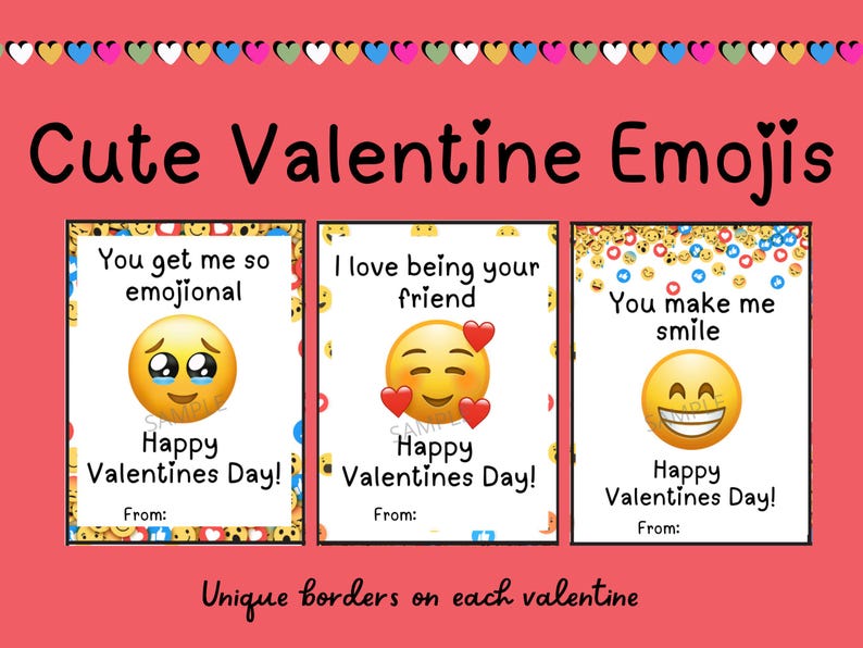 Printable Emoji Valentine Cards | Emoji Themed Valentines Day Card ...