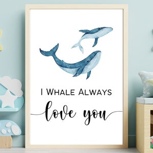 Ocean Nursery Wall Decor | I Whale Always Love You| Printable Nursery ...