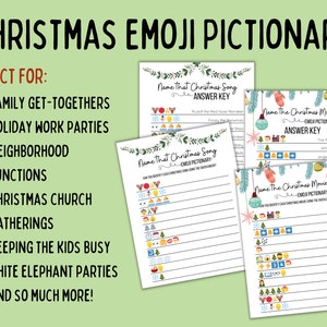 Emoji Pictionary Christmas Party Game | Holiday Emoji Quiz | Christmas ...