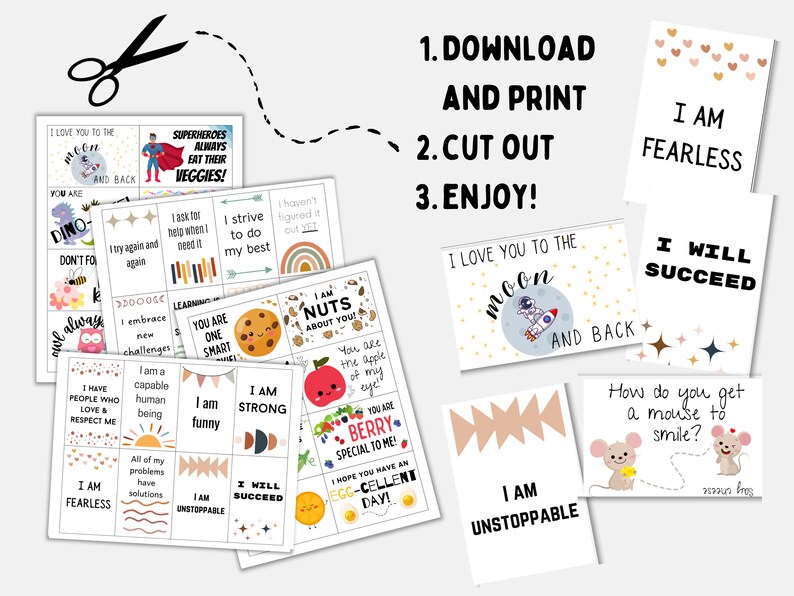 Lunch Box Notes for Kids Mega Pack Positive Affirmations for - Etsy