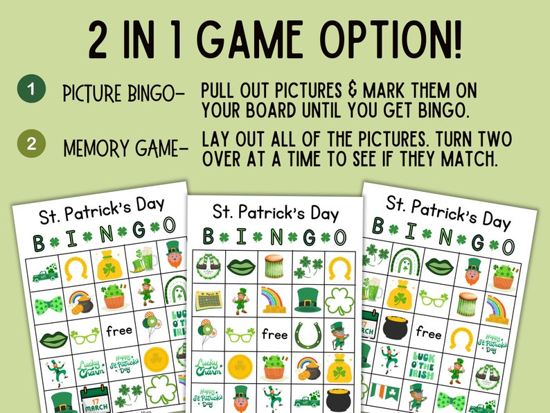 St. Patricks Day Printable Bingo Cards St. Patricks Day Activities for ...
