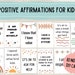 Positive Affirmations for Kids Notes Printable | Children's Mindfulness ...