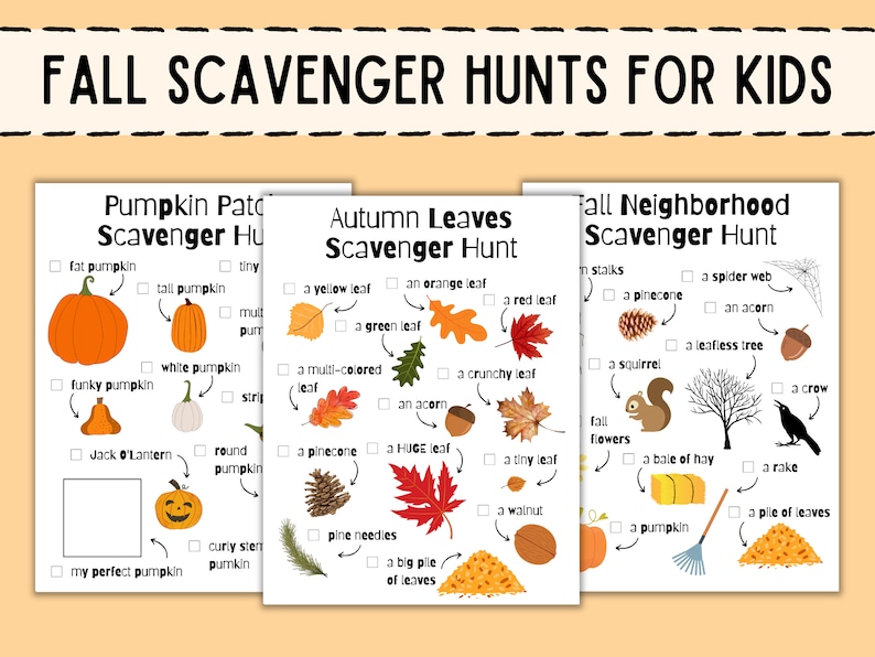 Fall Scavenger Hunt for Kids Printable Pumpkin Patch - Etsy