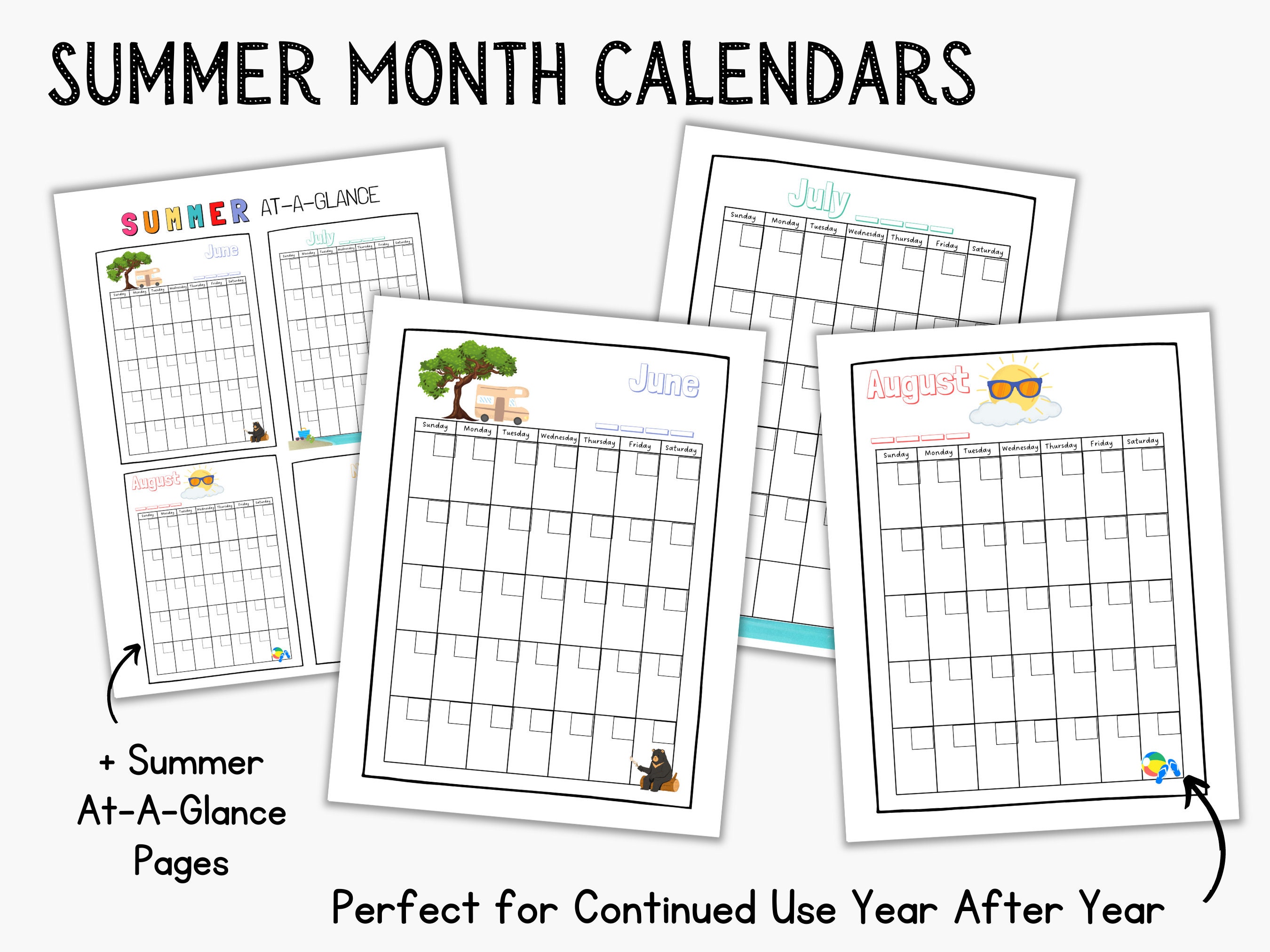 Kids Summer Planner Printables | Summer Checklist Activity Bundle ...