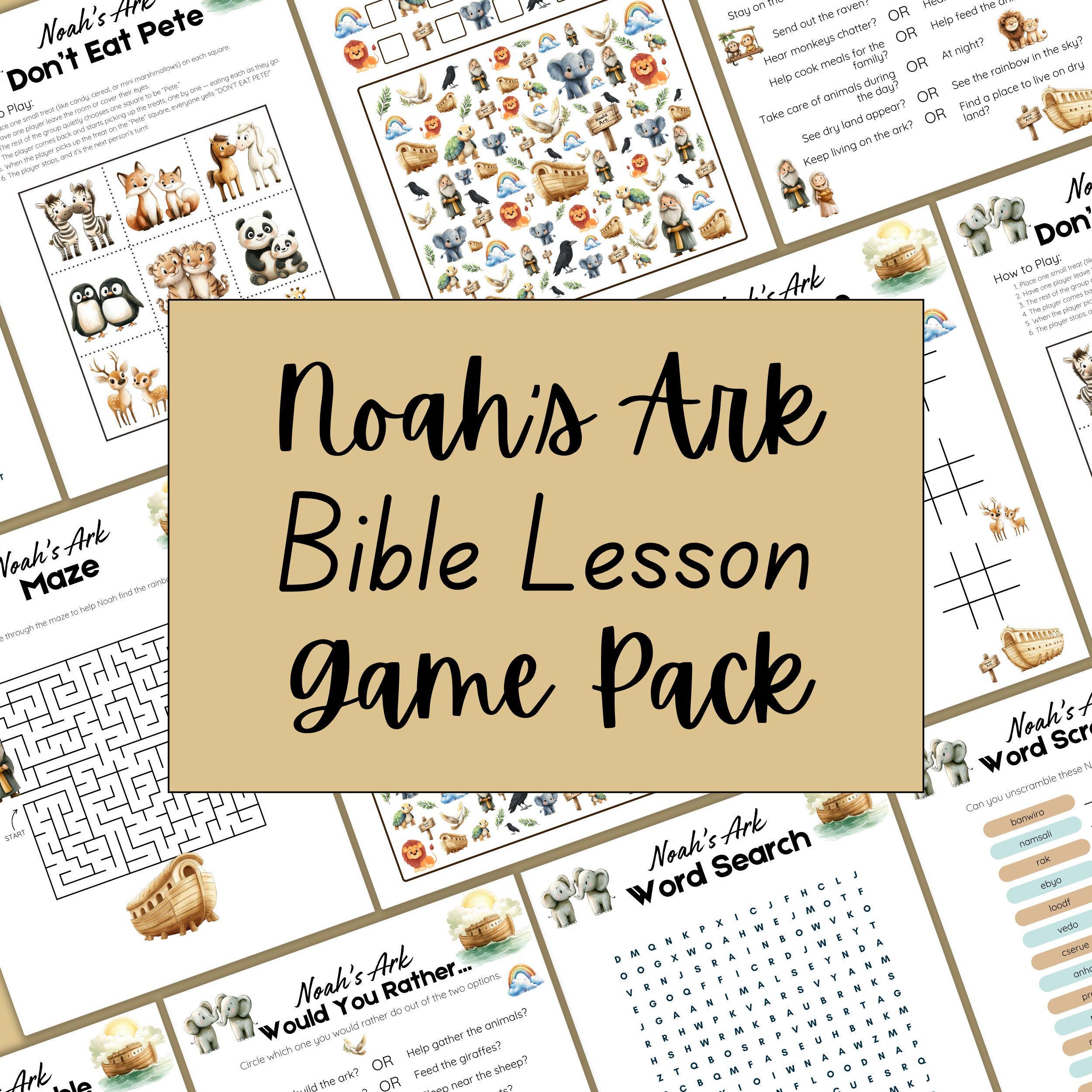 Printable Noah’s Ark Games Bundle | Bible Lesson Activities for Kids ...