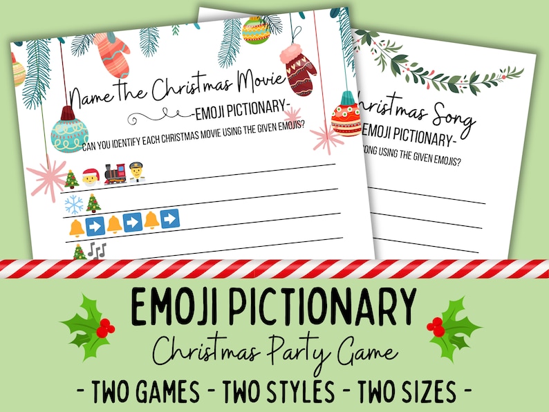 Emoji Pictionary Christmas Party Game | Holiday Emoji Quiz | Christmas ...