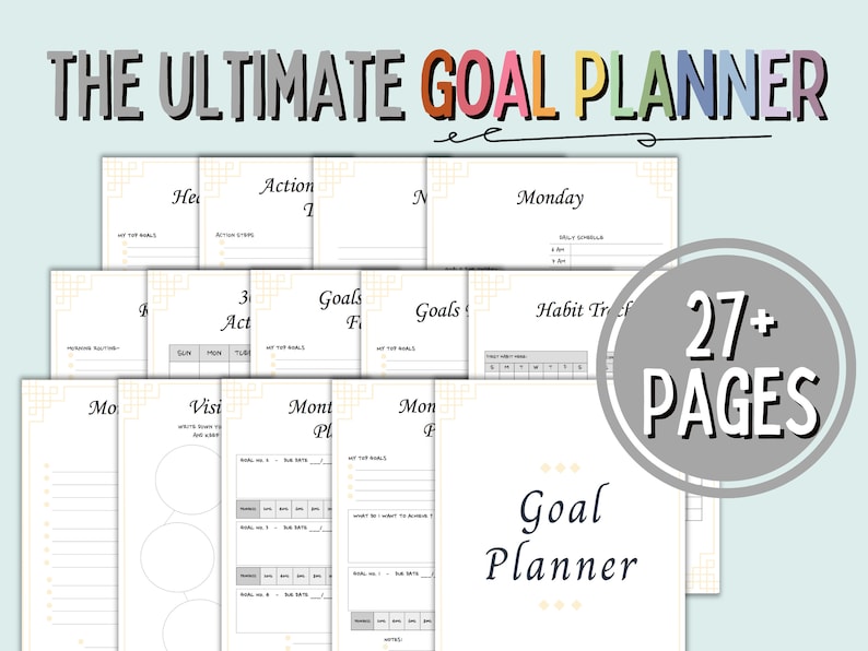 Printable Goal Journal 2023 Goal Tracker Habit Tracker, Vision Board ...
