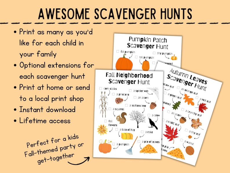Fall Scavenger Hunt for Kids Printable Pumpkin Patch Activity Nature ...