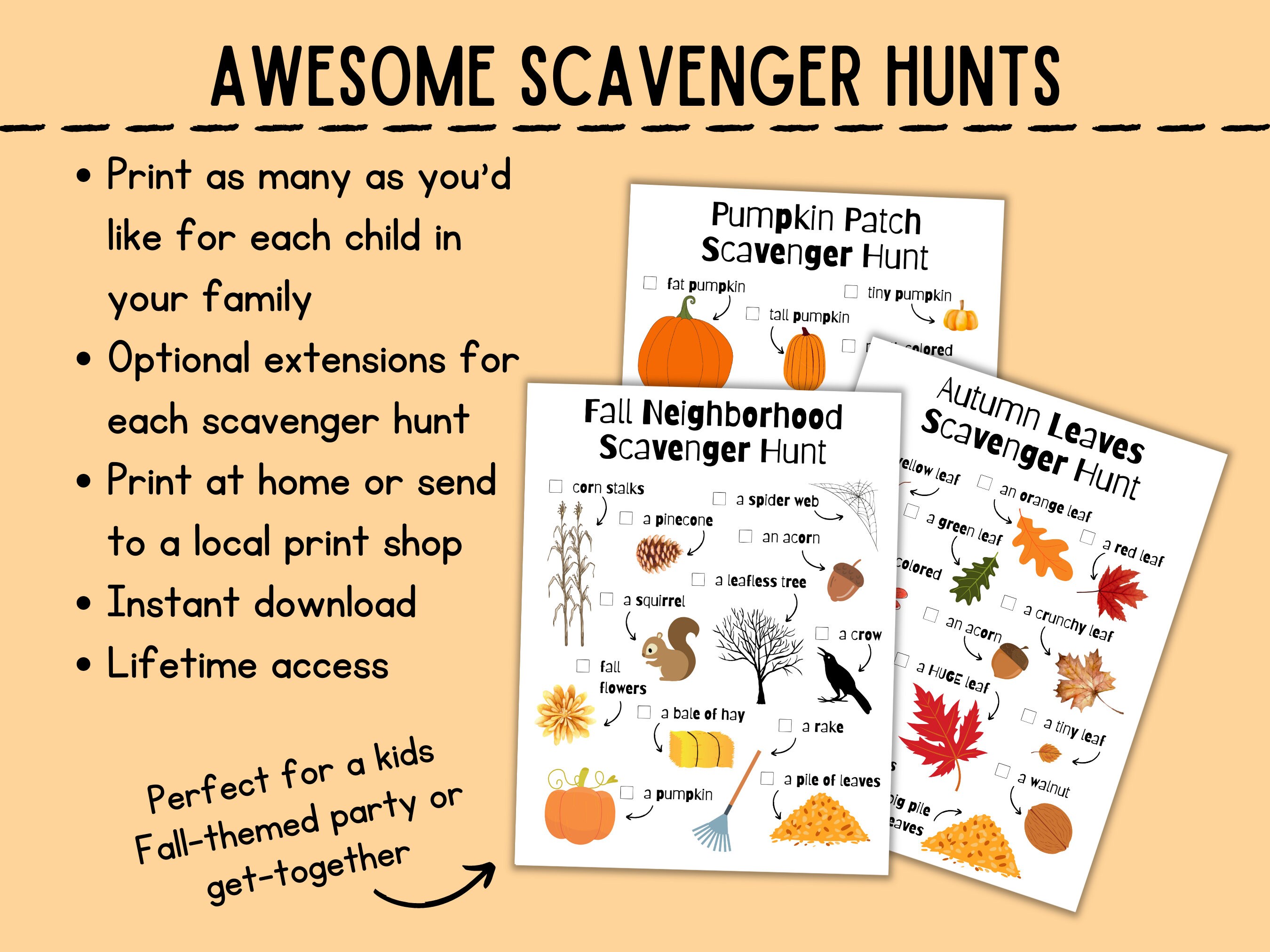 Fall Scavenger Hunt for Kids Printable Pumpkin Patch Activity Nature ...