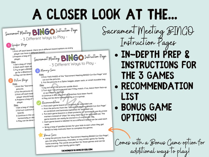 Sacrament Games | BINGO | LDS Games for Kids | Printable Church Bingo ...