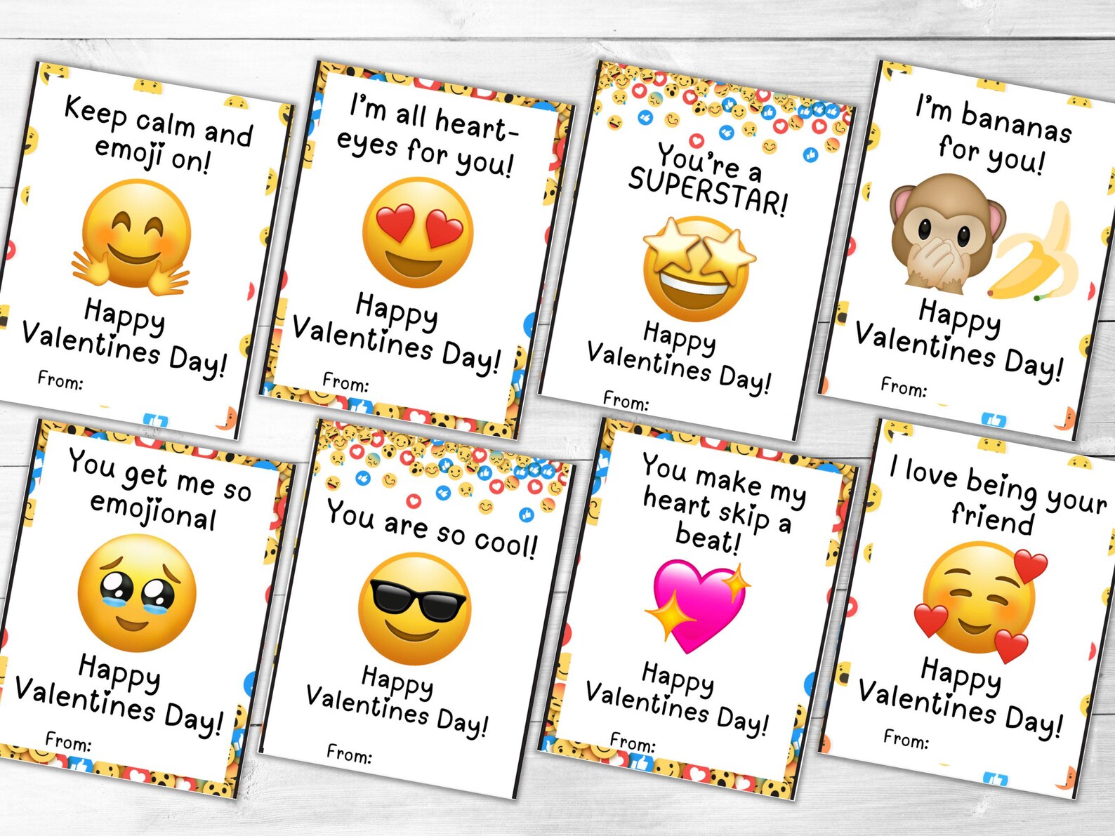 Printable Emoji Valentine Cards | Emoji Themed Valentines Day Card ...