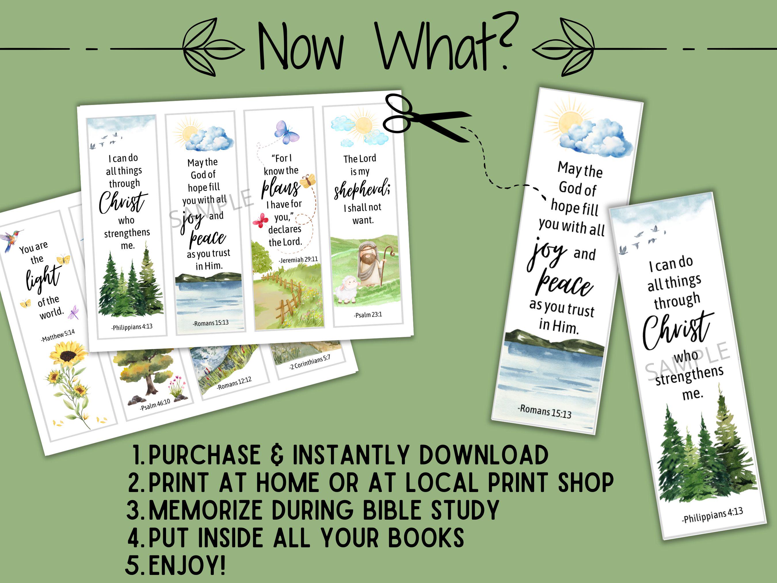 Printable Bible Verse Bookmarks | Set of 20 Bookmarks| Instant Download ...