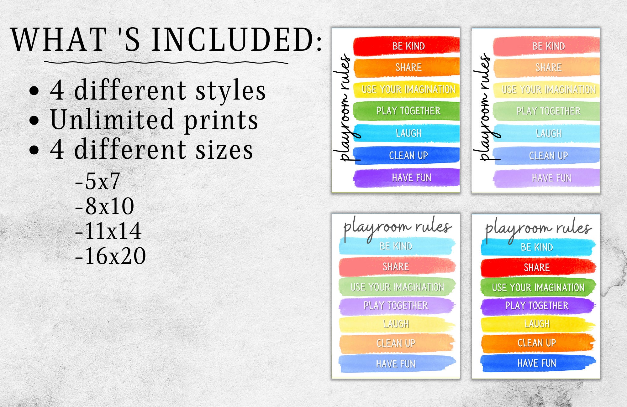 Playroom Rules Printable Wall Art | Kids Playroom Wall Art | Homeschool ...