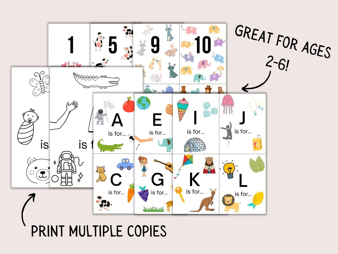 ABC Flashcards & Coloring Pages Alphabet Flashcards for Kids - Etsy