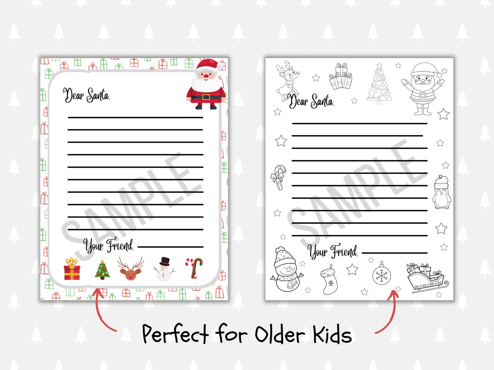Kids Letter to Santa Bundle Printable Kids Christmas Letter - Etsy