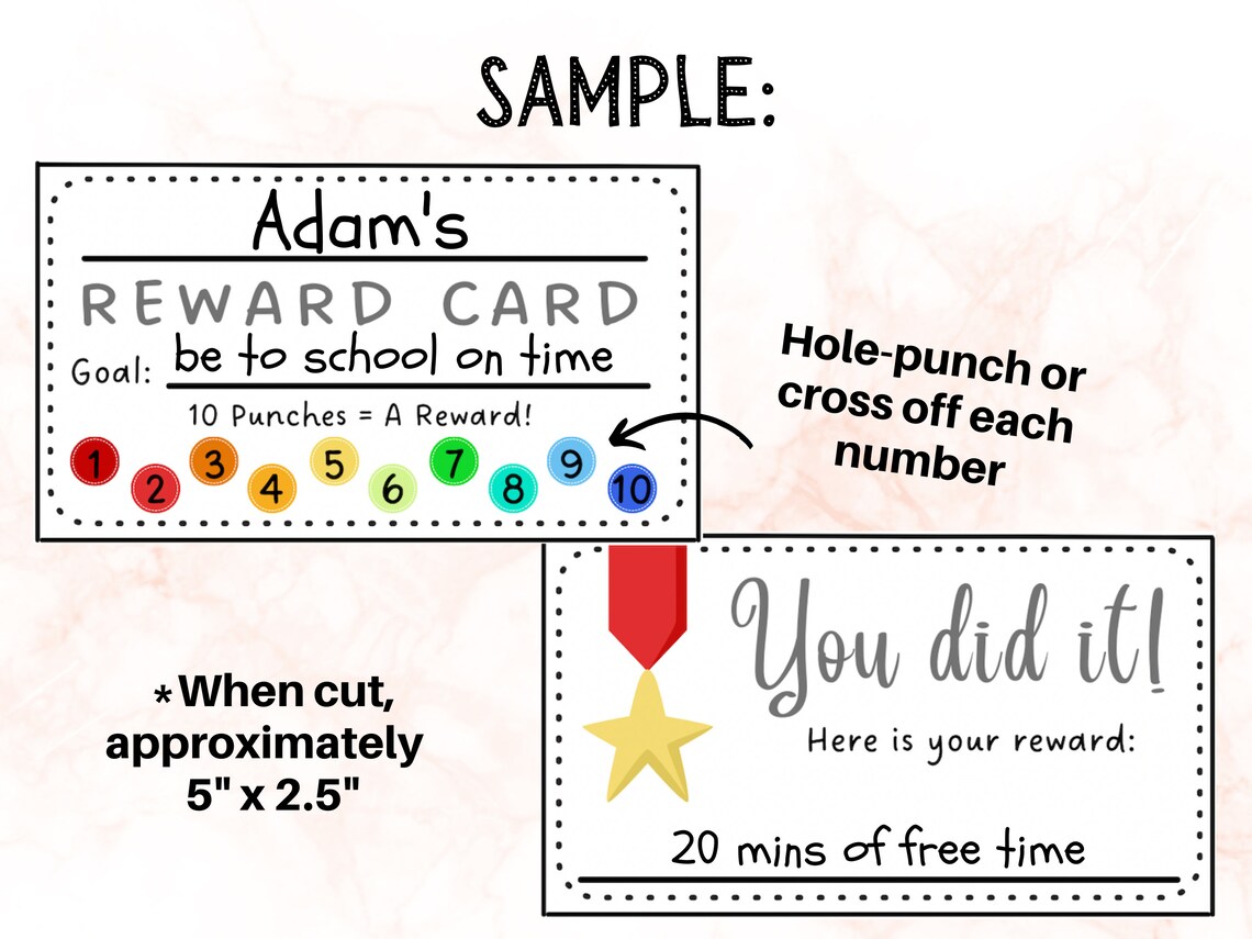Kids Printable Reward Cards Reward Punch Card for Kids Reward Coupons ...