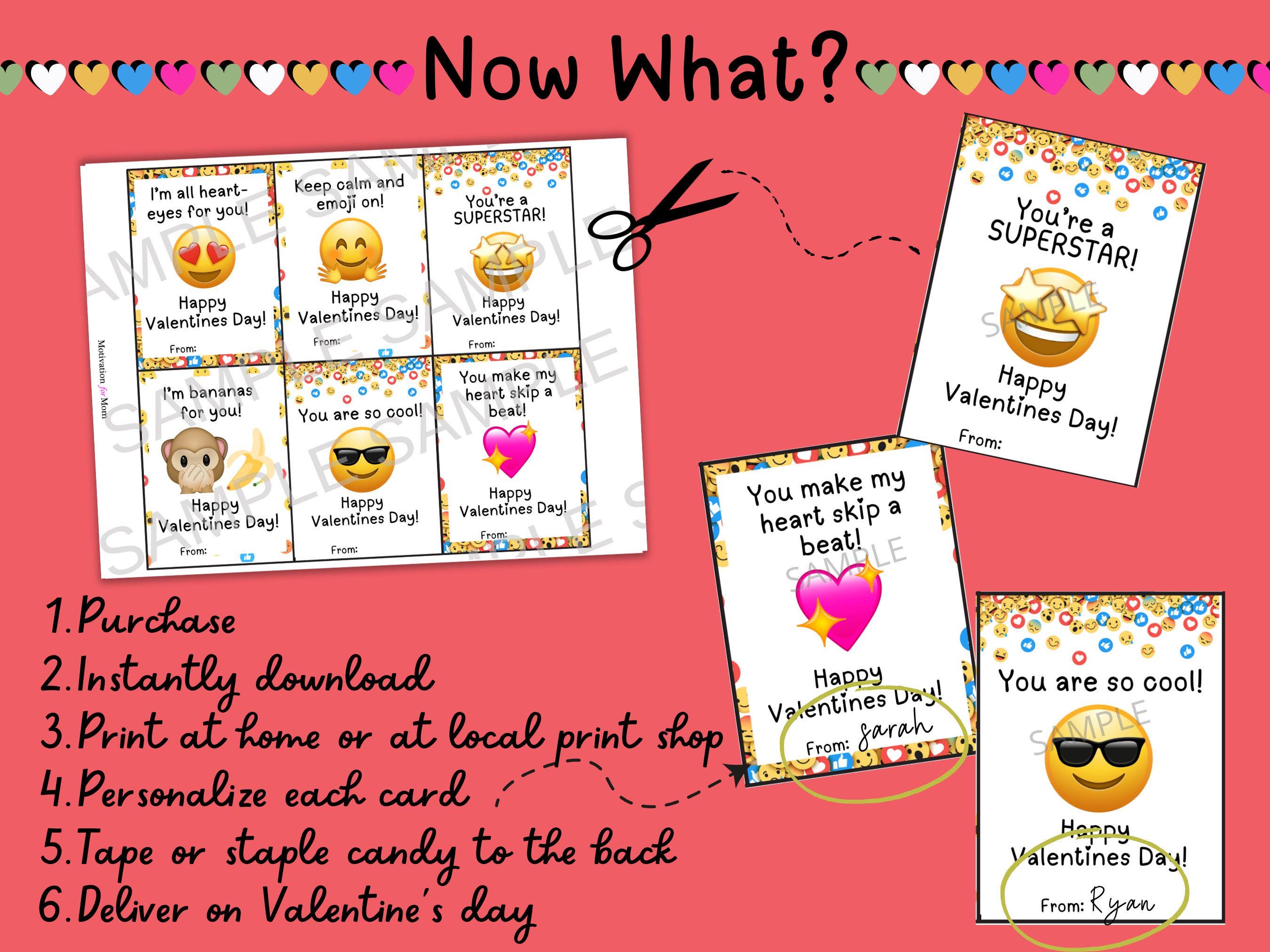 Printable Emoji Valentine Cards | Emoji Themed Valentines Day Card ...